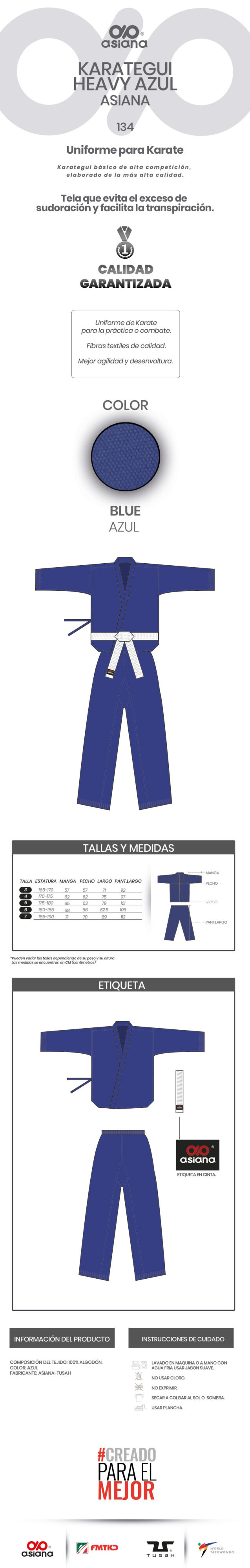 KARATEGUI ASIANA HEAVY DE COLORES - AZUL - ASIANA TUSAH - Online Shop ...